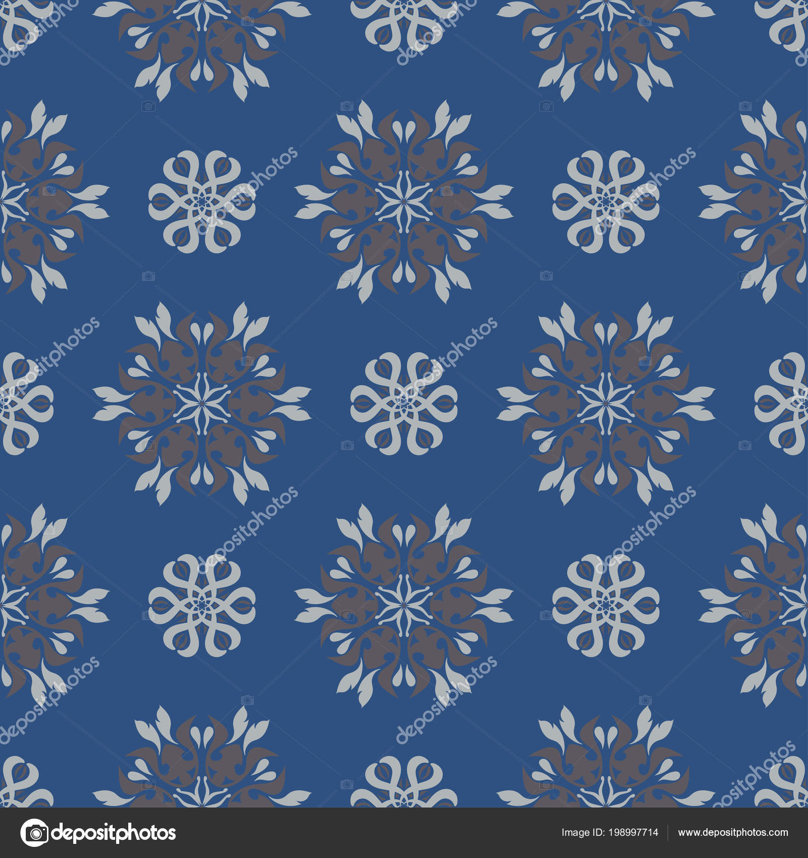 Blue Floral Seamless Background Design Pattern Flower Elements ...