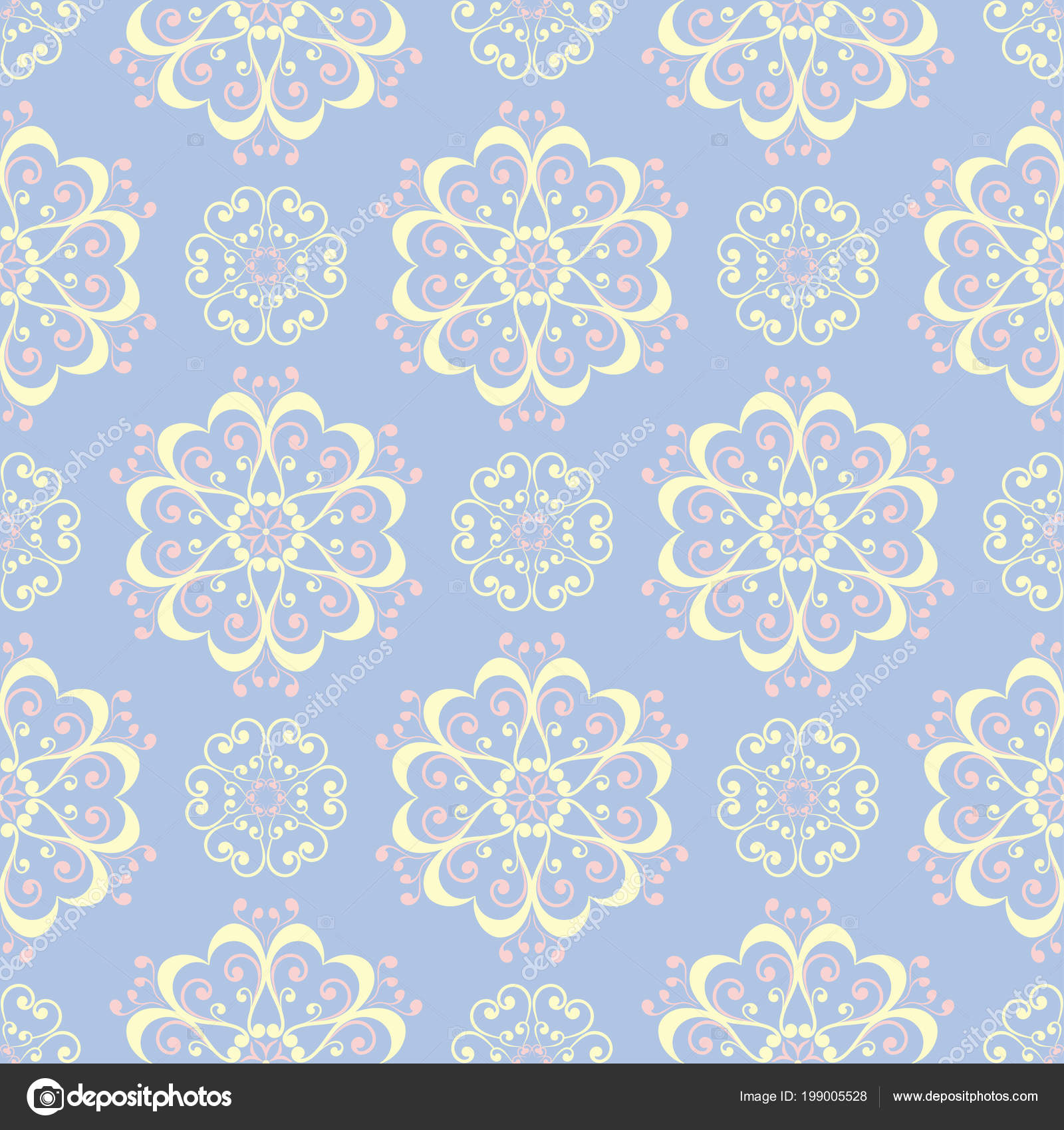 Pale Blue Seamless Background Floral Pattern Wallpapers Textile Fabrics ...