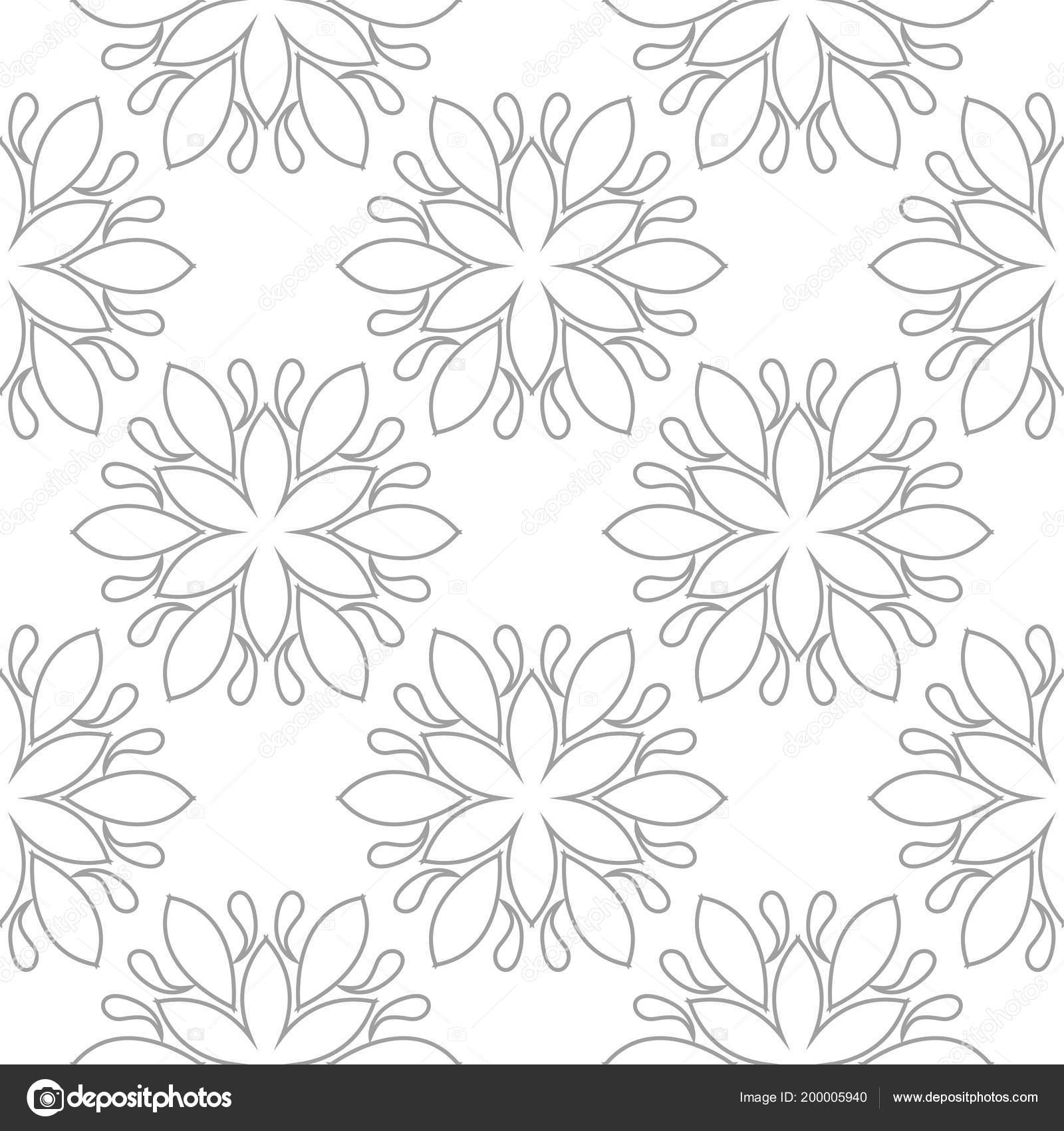 Light Gray Floral Ornament White Background Seamless Pattern Textile ...