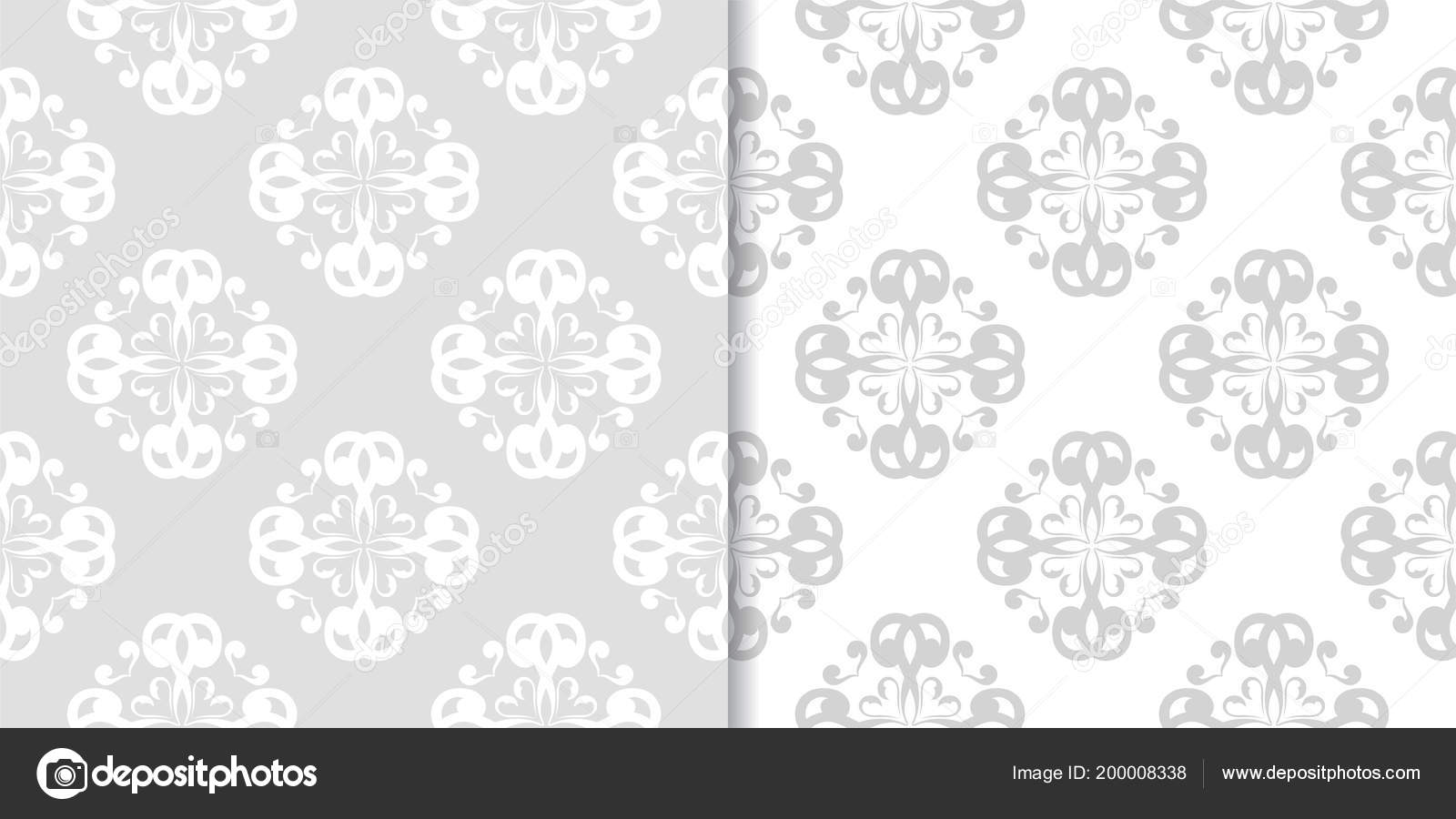 Light Gray Floral Backgrounds Set Seamless Patterns Textile Wallpapers ...