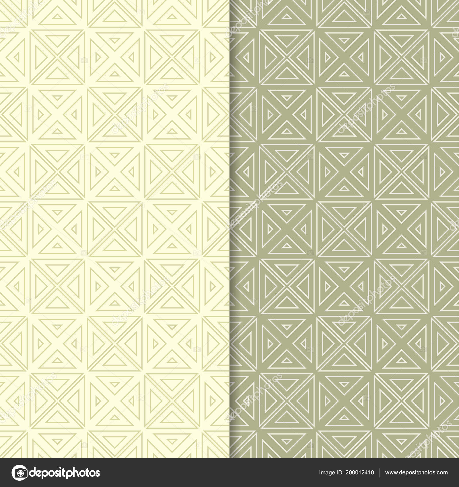 Olive Green Geometric Ornaments Set Seamless Patterns Web Textile ...