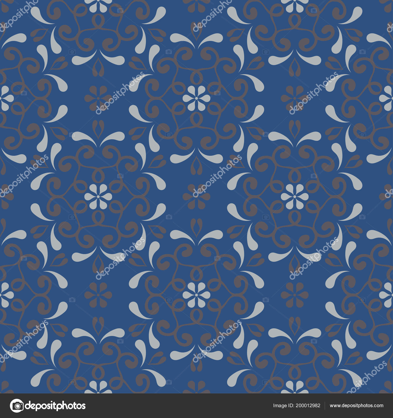 Seamless Background Blue Gray Floral Pattern Wallpapers Textile Fabrics ...