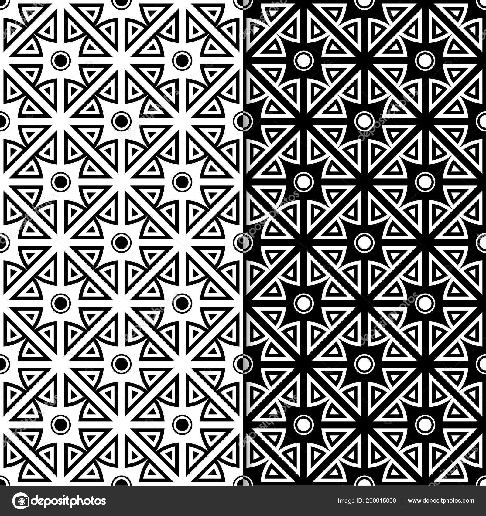 Pola Geometris Hitam Dan Putih Untuk Web Tekstil Dan Wallpaper Vektor ...
