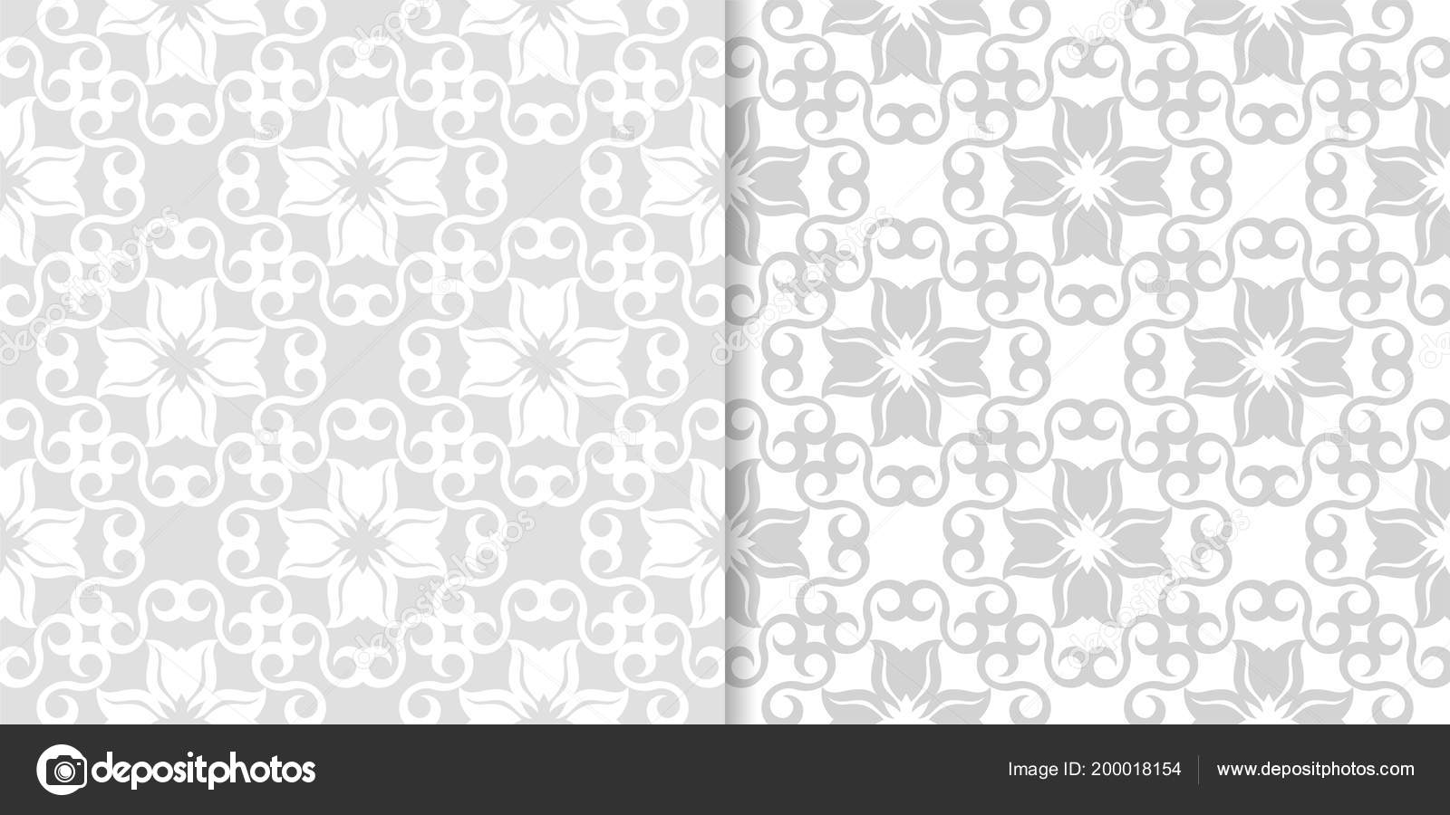 Light Gray Floral Backgrounds Set Seamless Patterns Textile Wallpapers ...