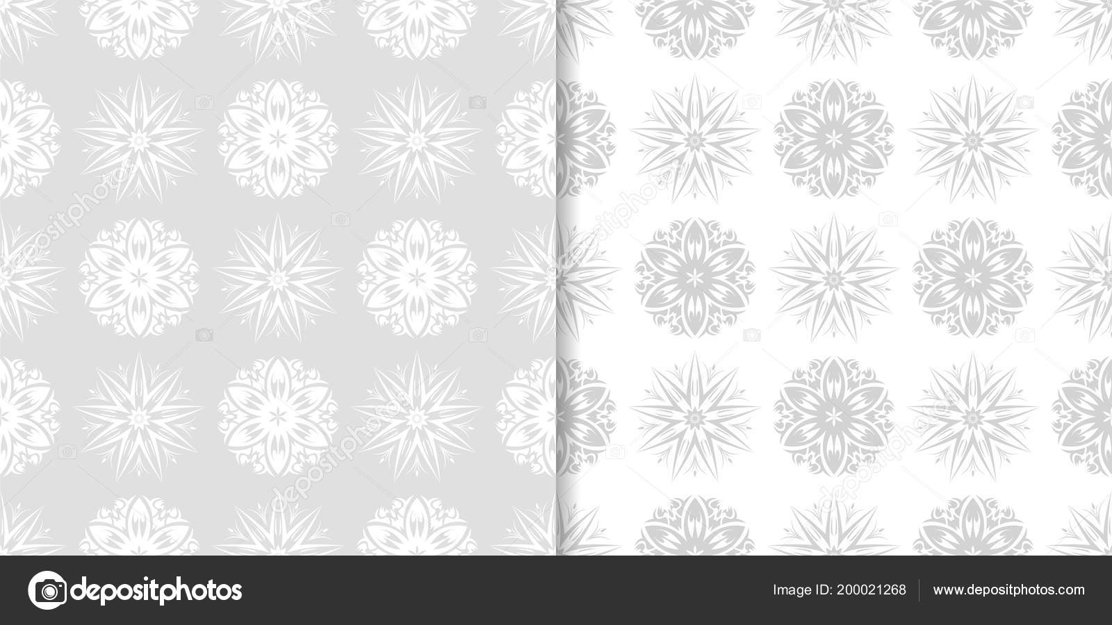 Light Gray Floral Backgrounds Set Seamless Patterns Textile Wallpapers ...
