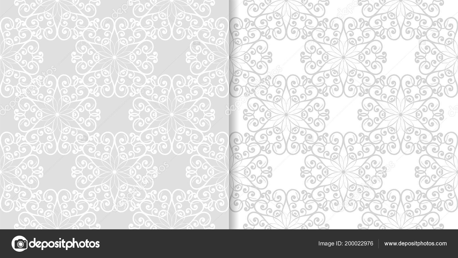 Light Gray Floral Backgrounds Set Seamless Patterns Textile Wallpapers ...