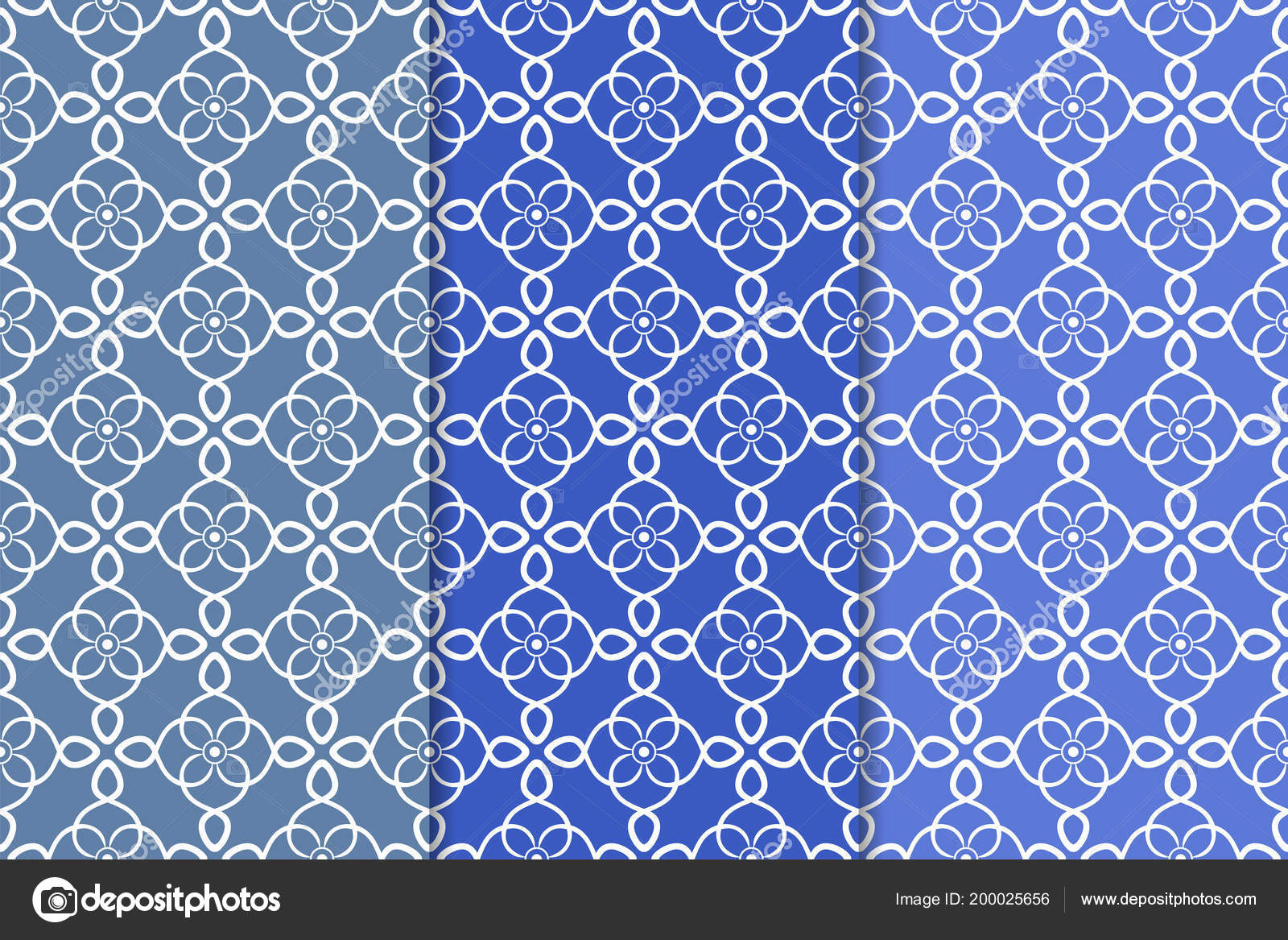Blue Floral Ornaments Set Vertical Seamless Patterns Wallpaper ...