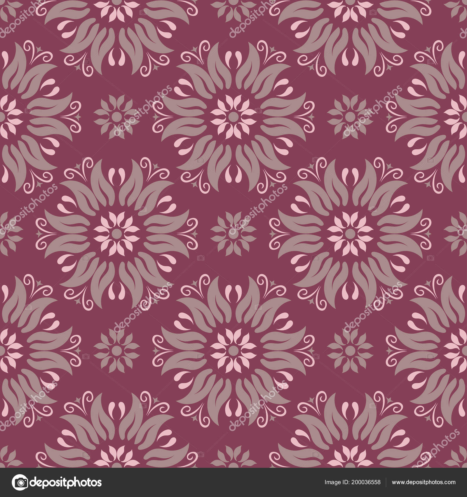 Purple Red Floral Seamless Pattern Background Flower Design Elements ...