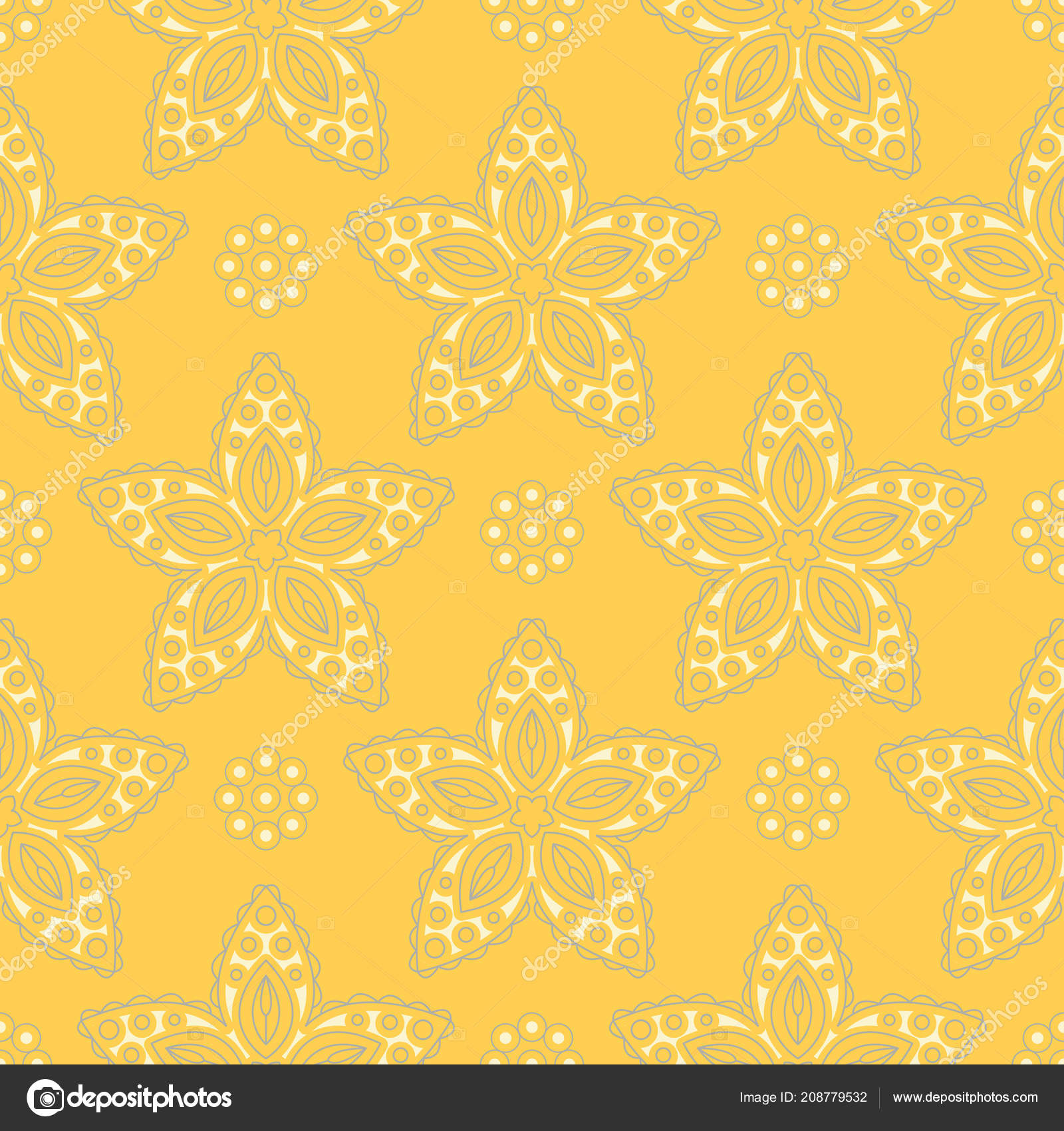 Seamless Floral Pattern Bright Yellow Background Flower Designs ...