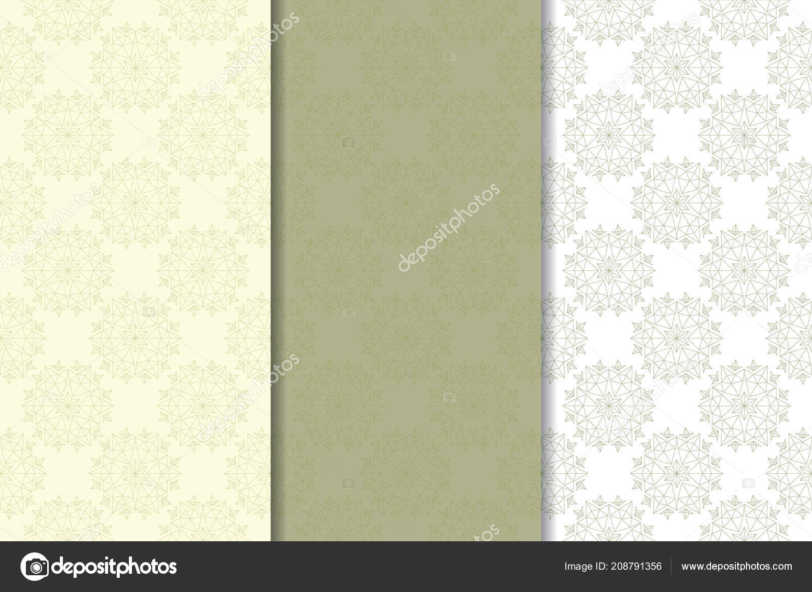 Olive Green Floral Backgrounds Set Seamless Patterns Textile Wallpapers ...