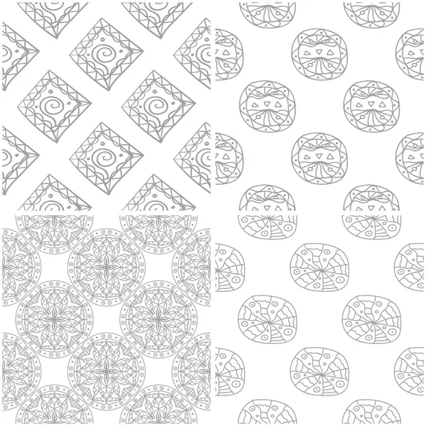 Geometric Patterns Set Blue Elements White Seamless Backgrounds Vector ...