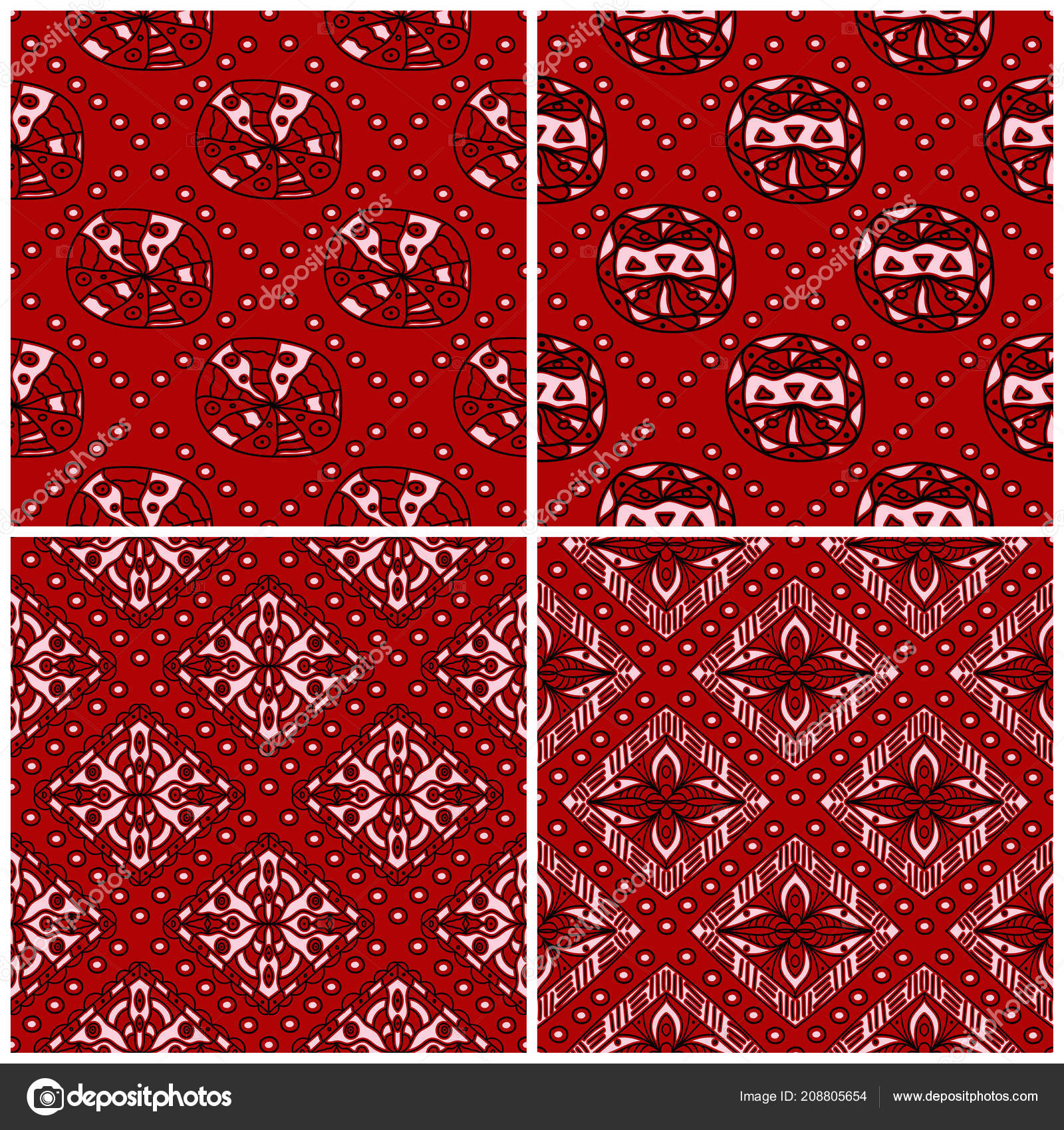 Latar Belakang Merah Mulus Dengan Pola Geometris Hitam Dan Putih Vektor ...