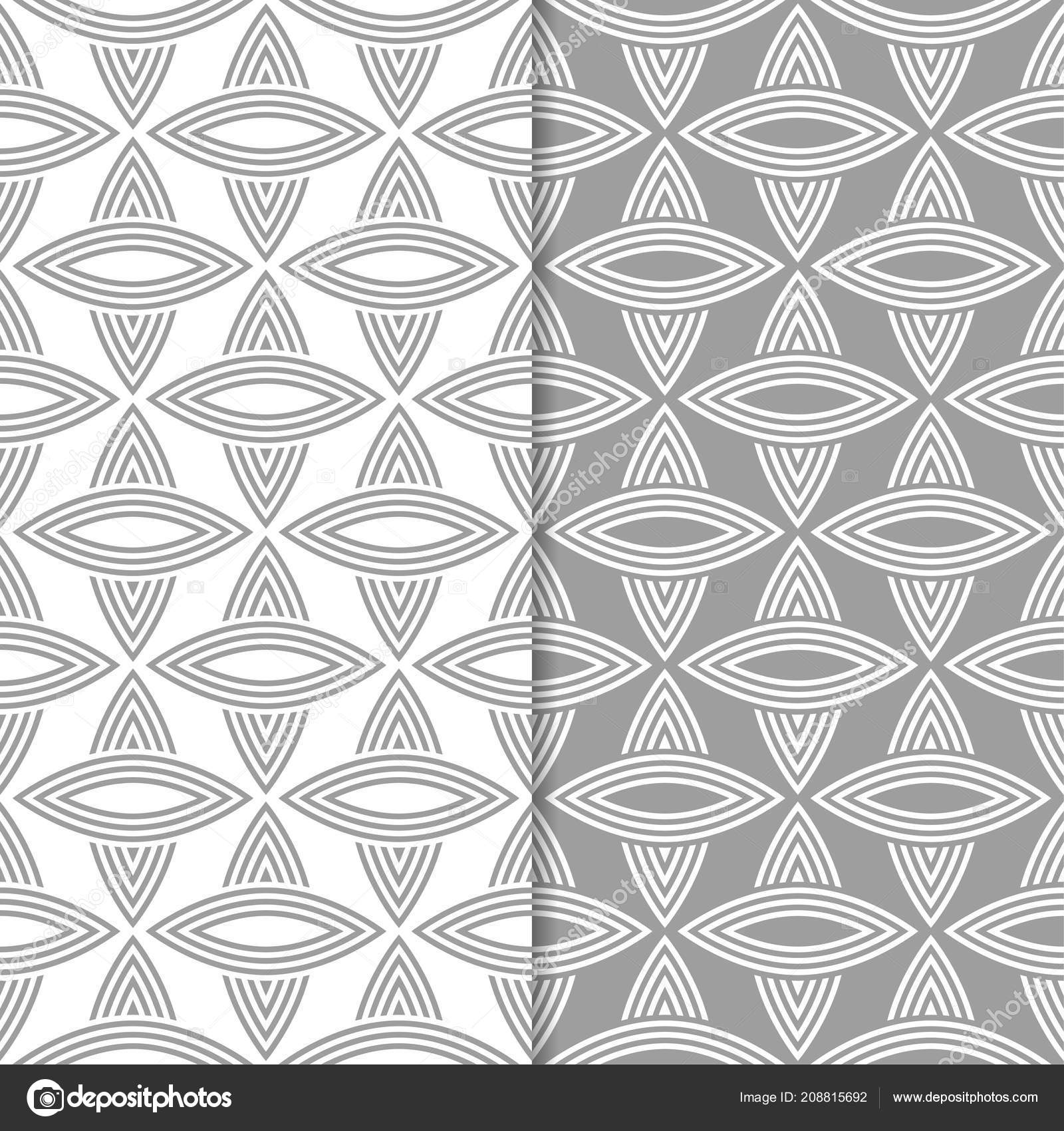 Gray White Geometric Ornaments Set Seamless Patterns Web Textile ...