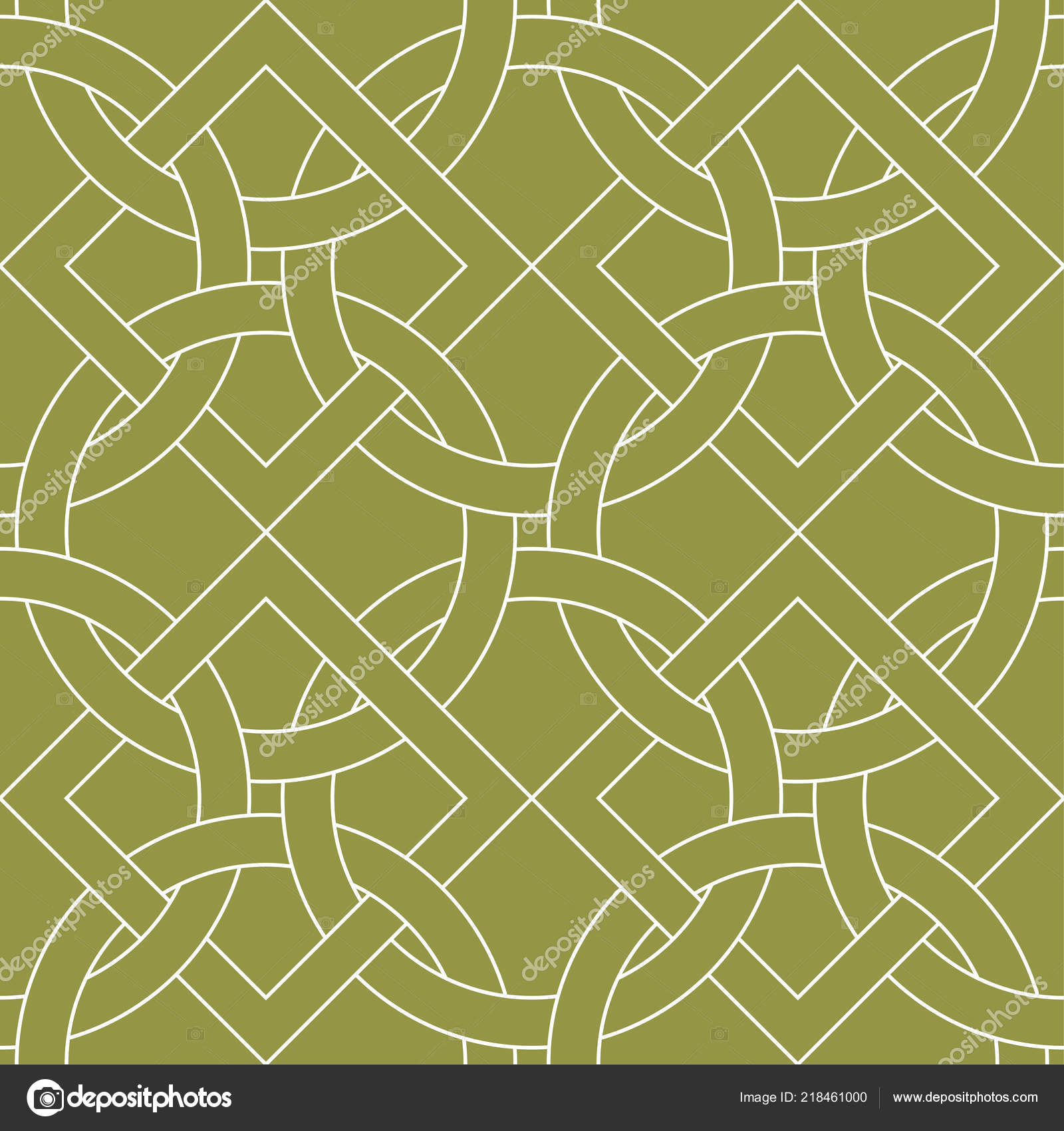 Olive Green White Geometric Print Seamless Pattern Web Textile ...