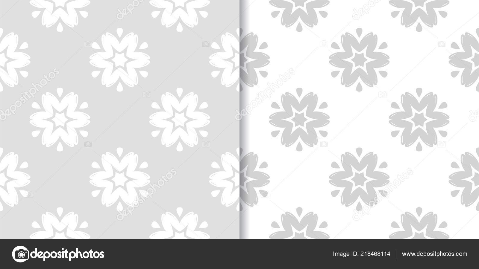 Light Gray Floral Backgrounds Set Seamless Patterns Textile Wallpapers ...