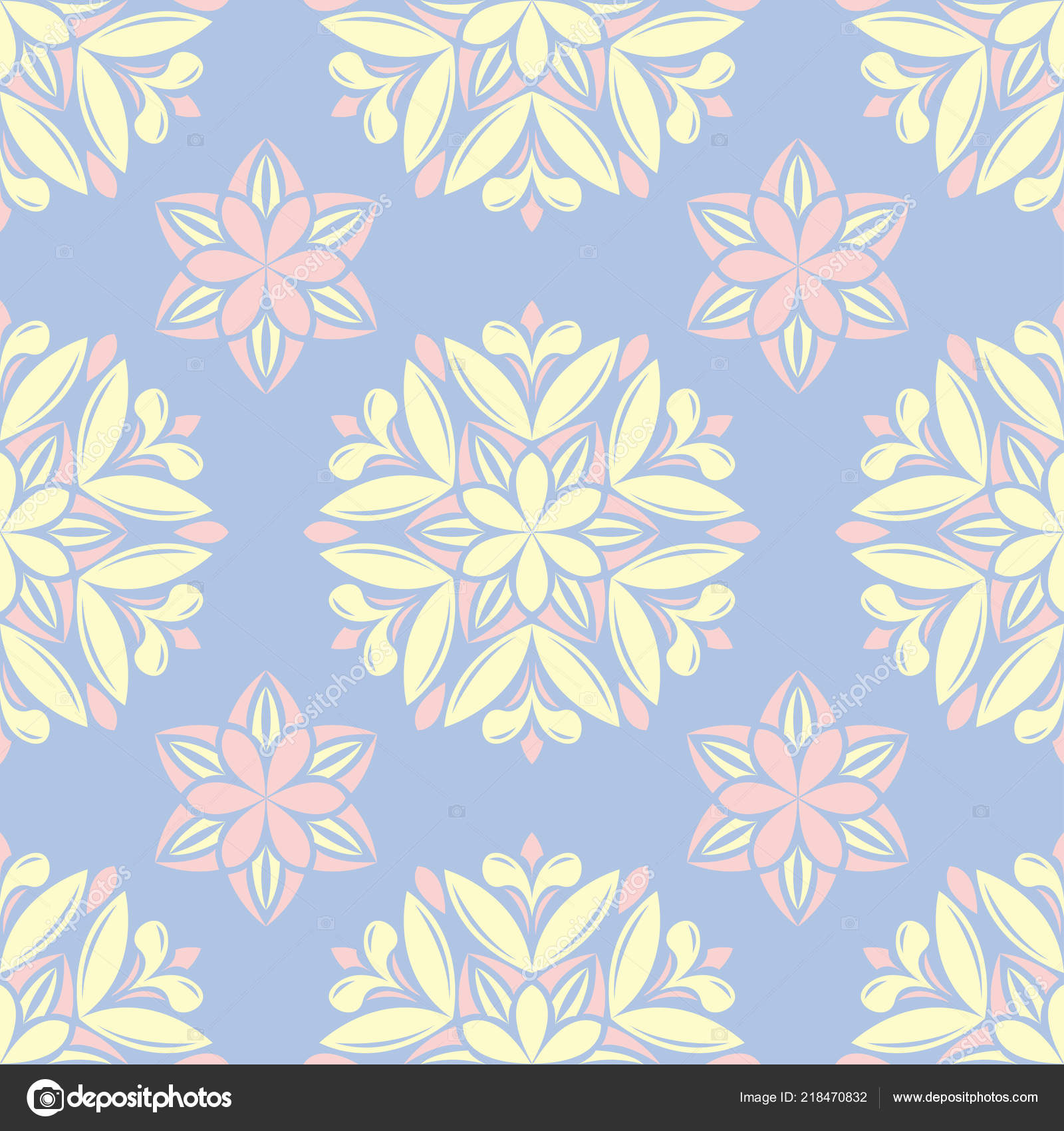 Pale Blue Seamless Background Floral Pattern Wallpapers Textile Fabrics ...