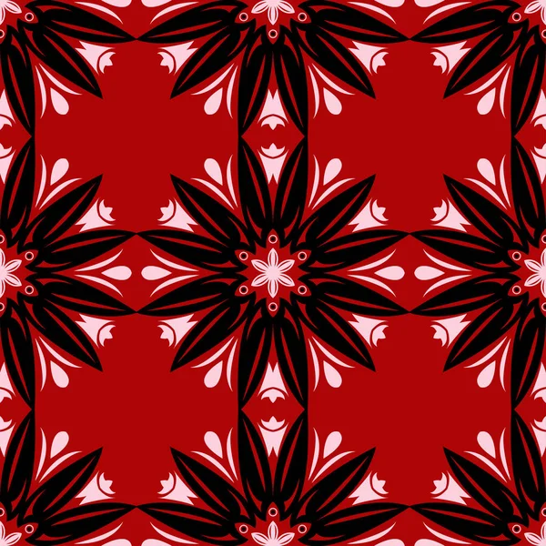 Floral Seamless Pattern Black White Design Red Background Wallpapers ...