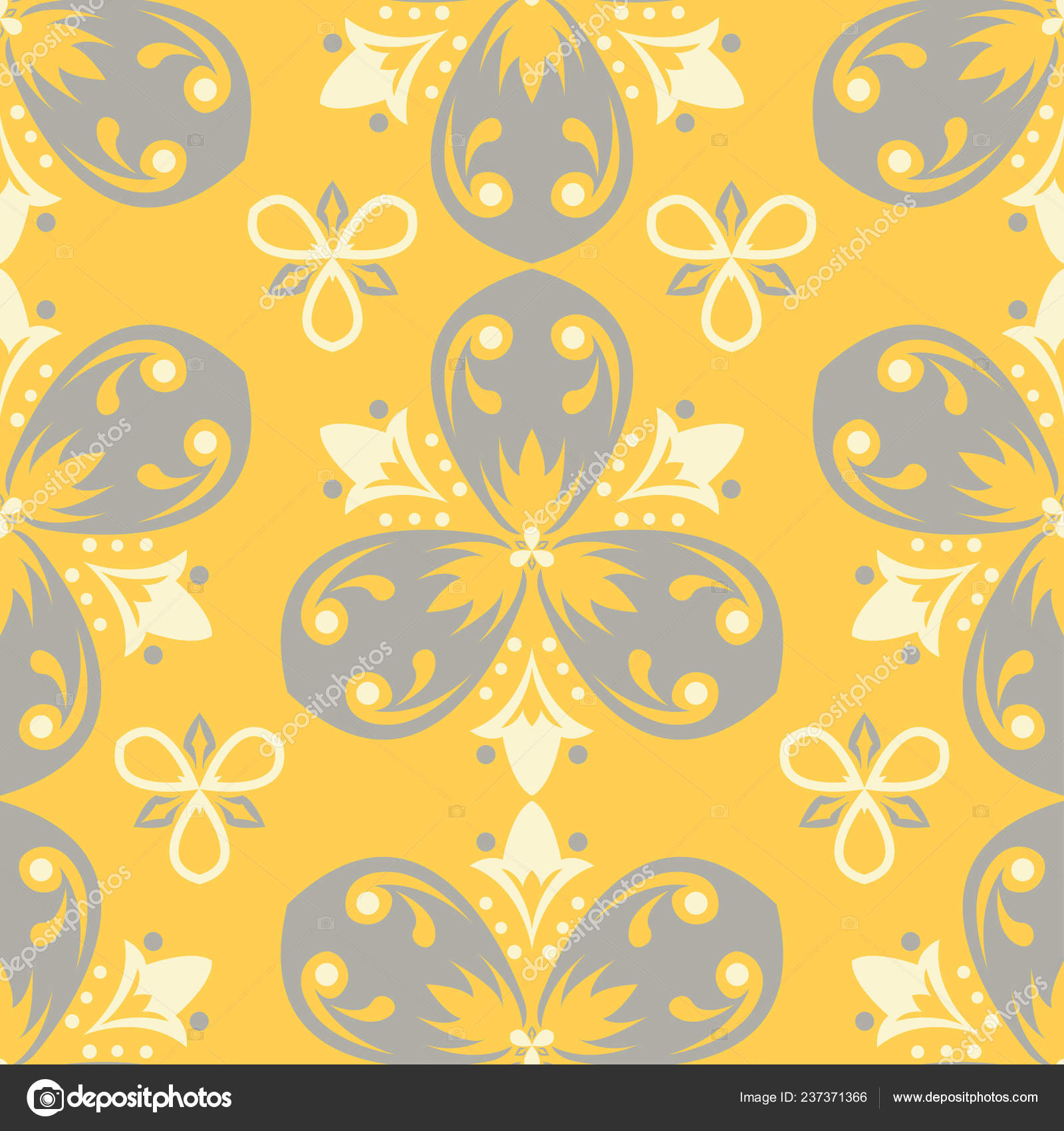 Seamless Floral Pattern Bright Yellow Background Flower Designs ...