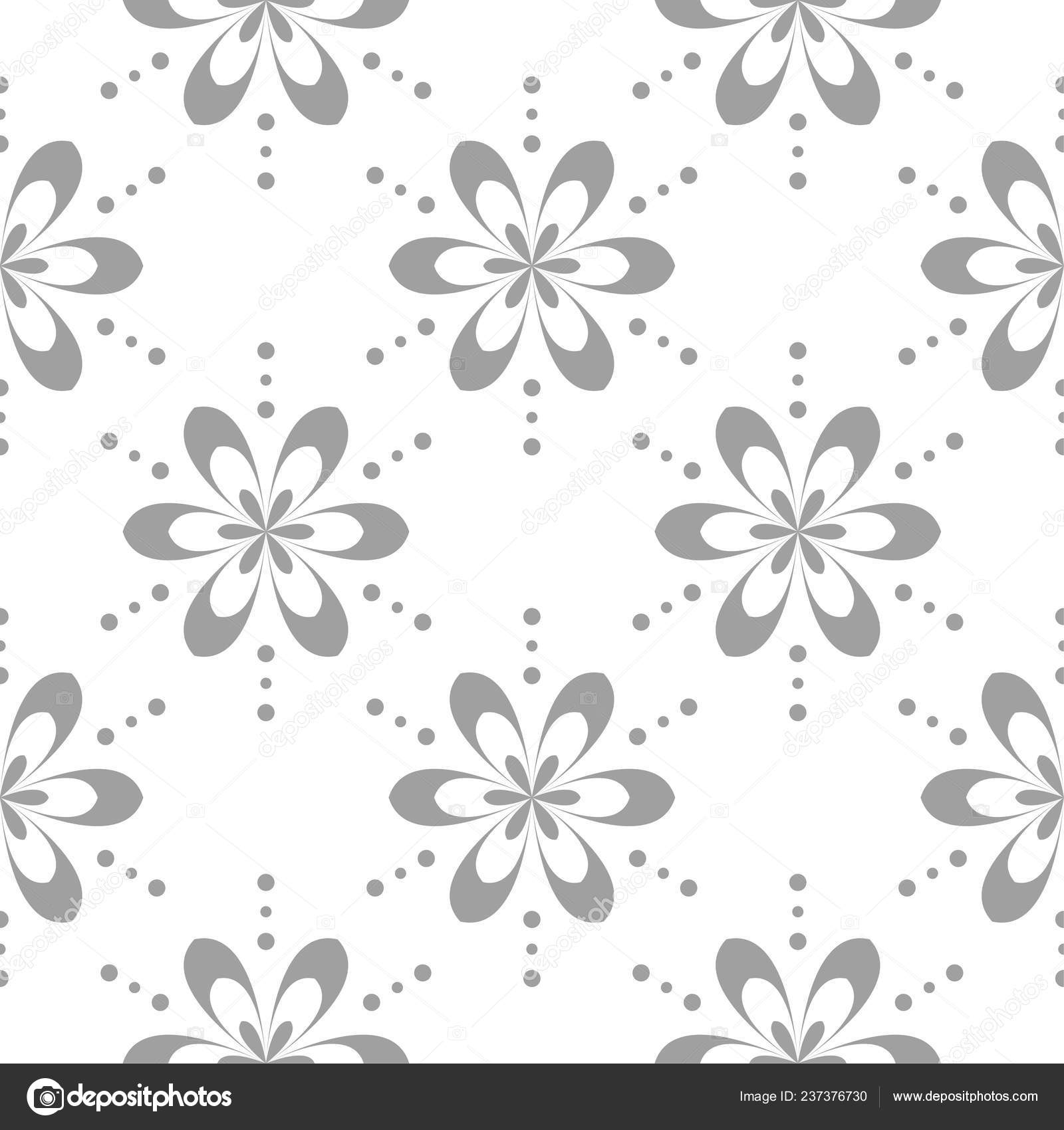 Light Gray Floral Ornament White Background Seamless Pattern Textile ...