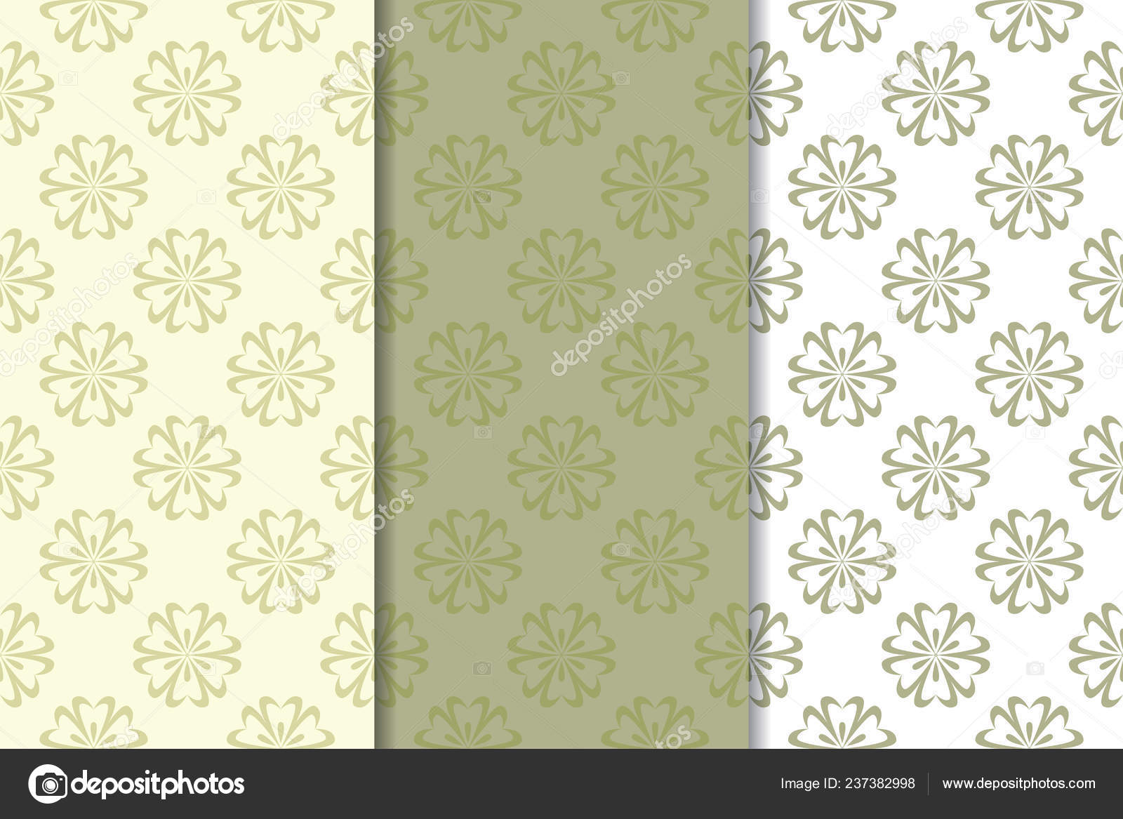 Olive Green Floral Backgrounds Set Seamless Patterns Textile Wallpapers ...
