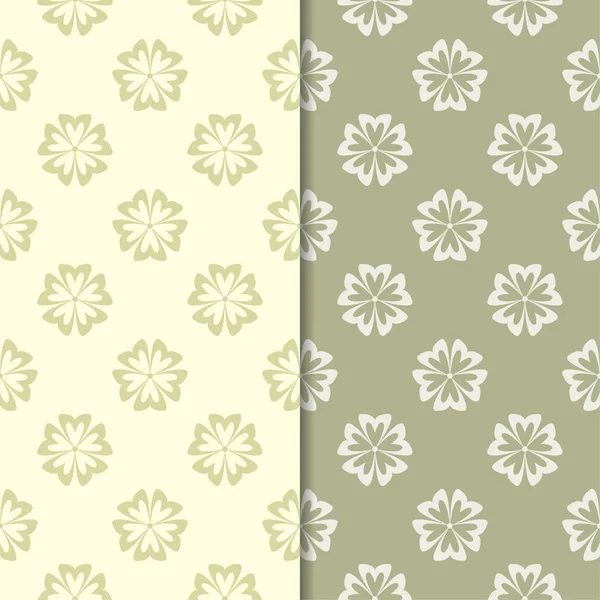 Olive Green Floral Backgrounds Set Seamless Patterns Textile Wallpapers ...
