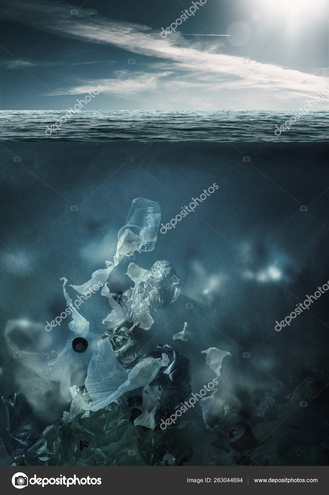 Plastic toxic waste polluting ocean water — Stock Photo © stokkete ...