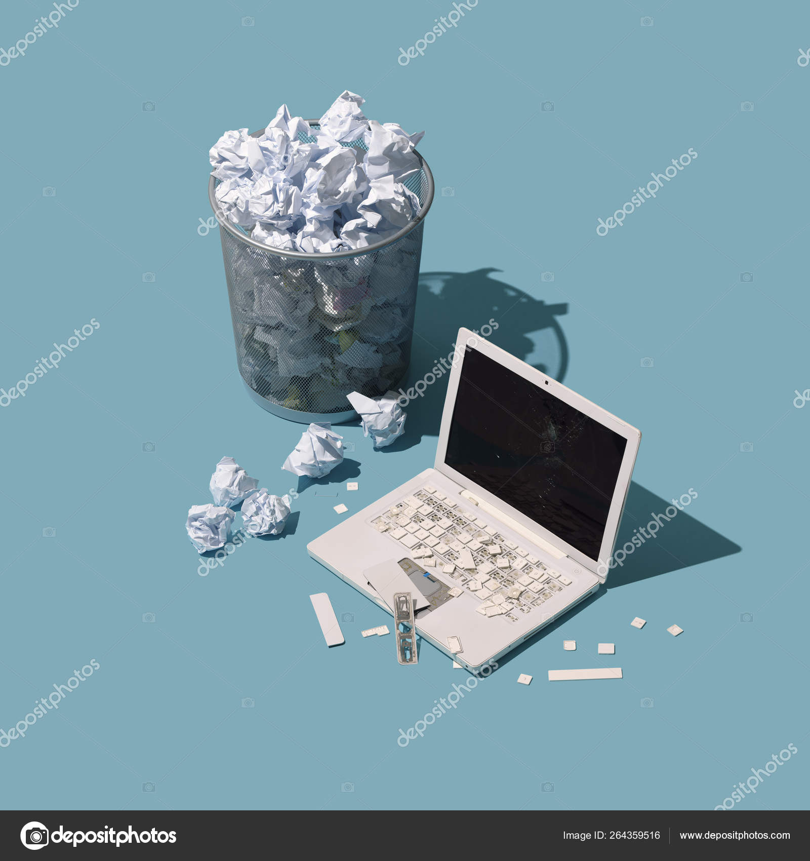 Destroyed messy office desk Stock Photo by ©stokkete 264359516
