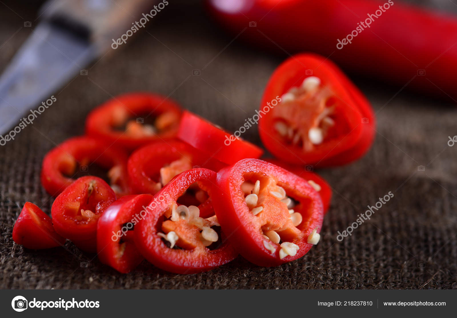 Close View Cutted Hot Chili Pepper — Stock Photo © kwasny222 #218237810