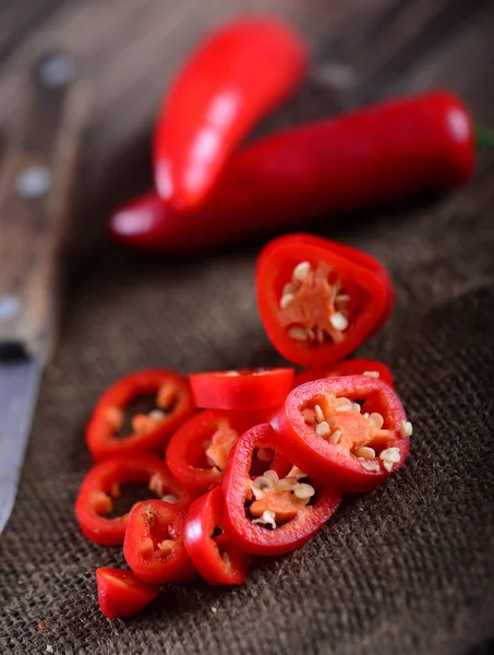 Close View Cutted Hot Chili Pepper — Stock Photo © kwasny222 #218237810