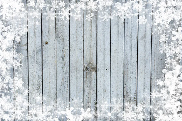 Christmas background with falling snow over wooden background — Stock ...