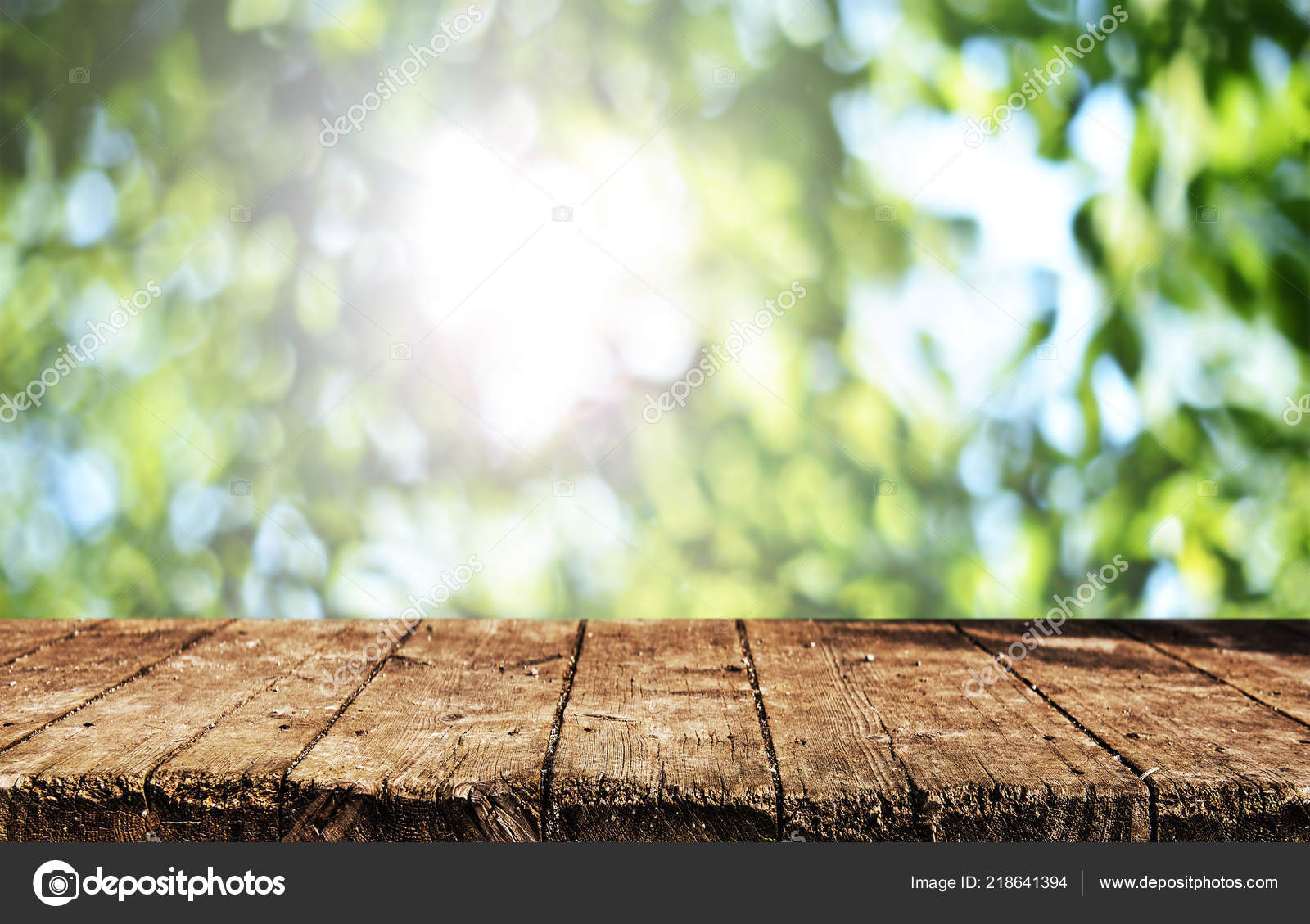 Empty Wooden Table Blurred Natural Background — Stock Photo © kwasny222 ...