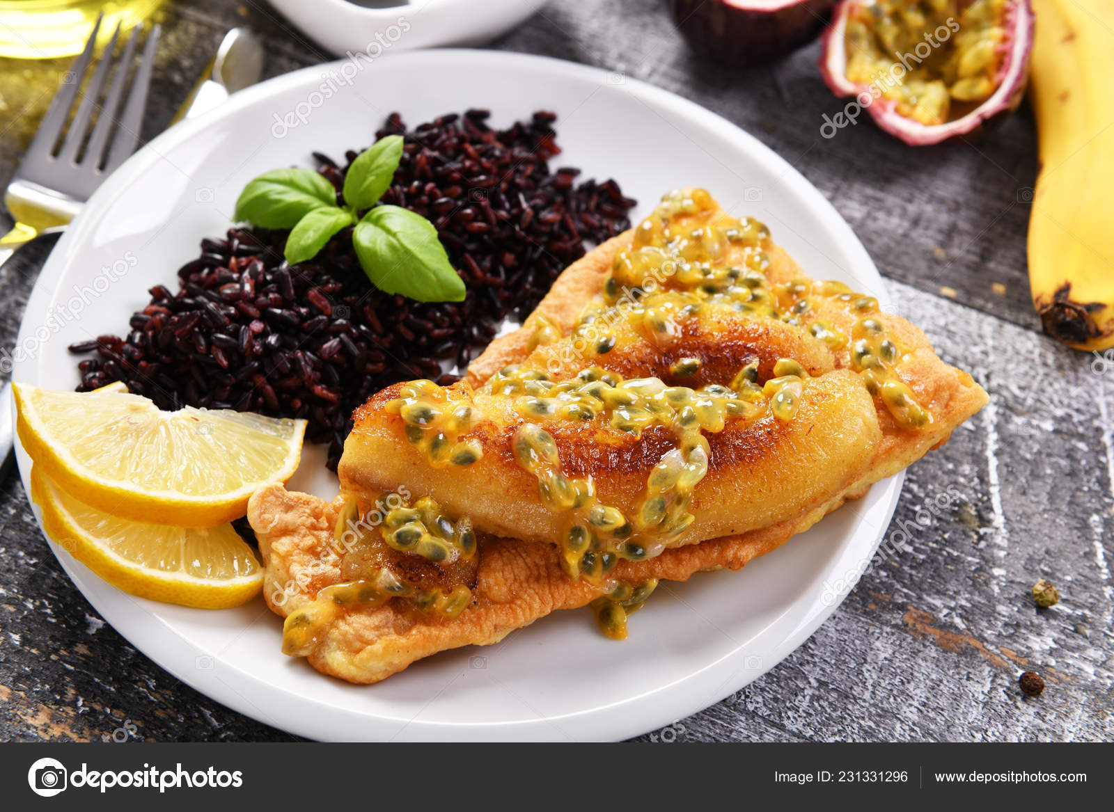 Scabbardfish Bananas Passion Fruit Traditional Madeira Dish Stock Photo ...