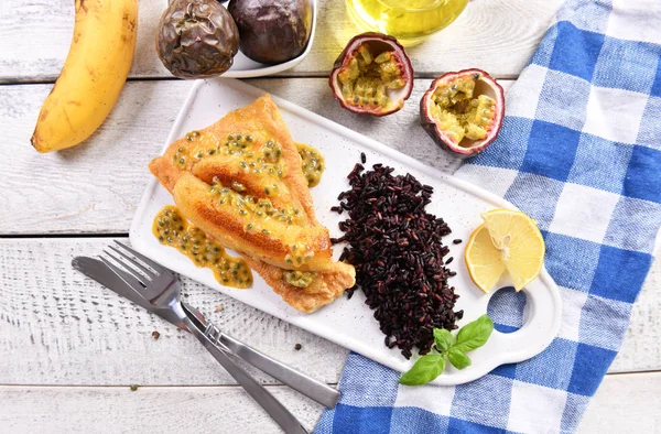 Scabbardfish Bananas Passion Fruit Traditional Madeira Dish Stock Photo ...