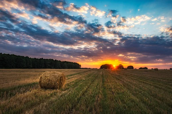 Beautiful Summer Sunrise Fields Hay Bales Stock Photo by ©kwasny222 ...