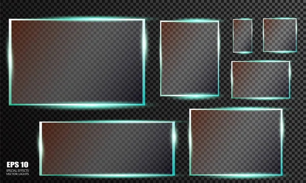 16x9 LCD monitor set vector illustrations. Realistic empty TV frame ...