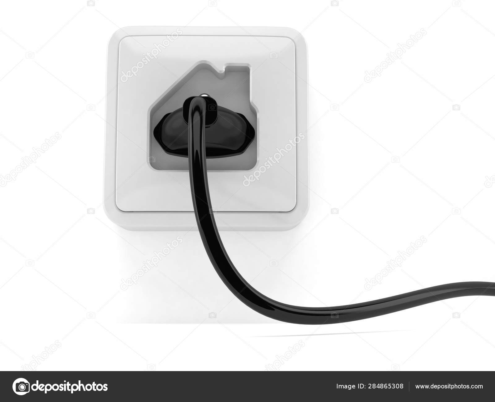Outlet in house shape with electric plug — Stock Photo © Talaj #284865308