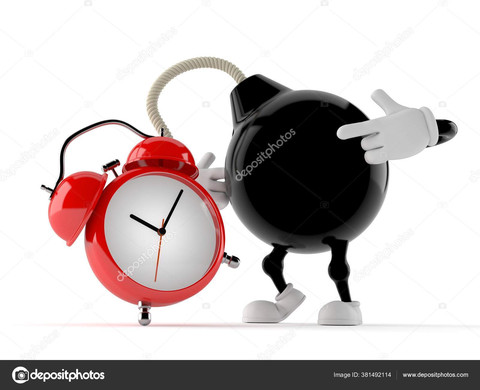 Bomb Character Alarm Clock Isolated White Background Illustration ...