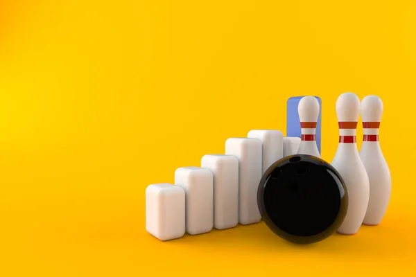 Bowling Ball Pins Chart Isolated Orange Background Illustration — Stock ...