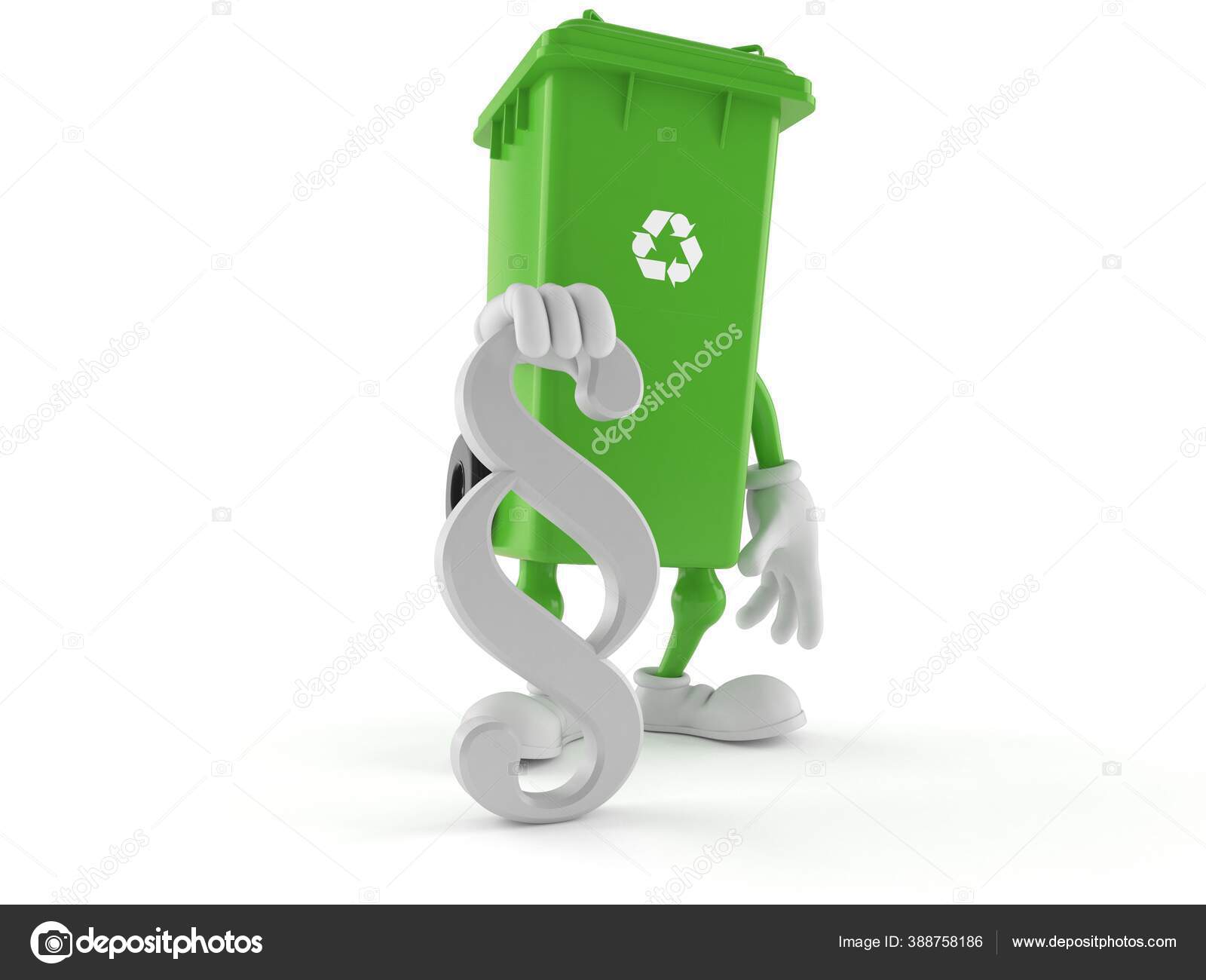 Dustbin Character Paragraph Symbol Isolated White Background ...