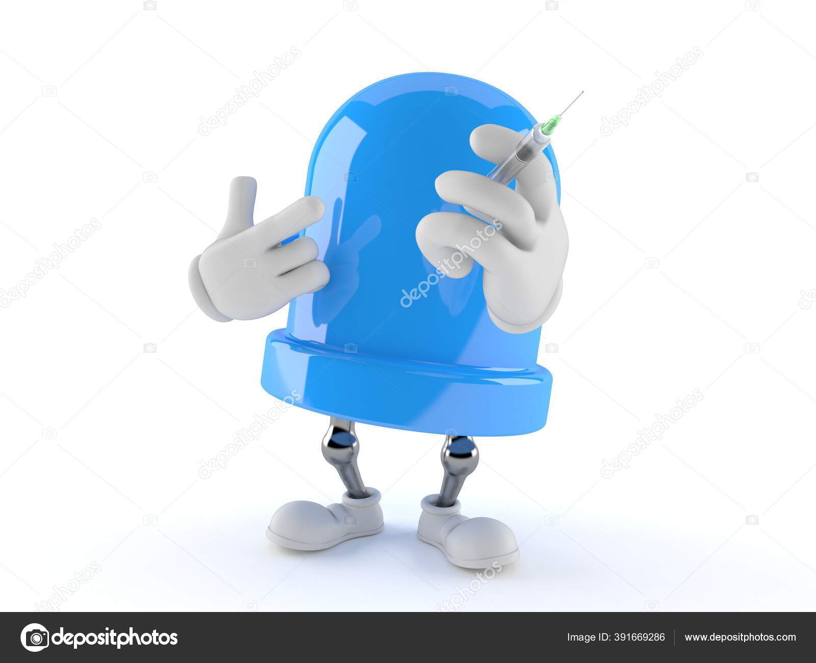 Led Character Holding Syringe Isolated White Background Illustration ...
