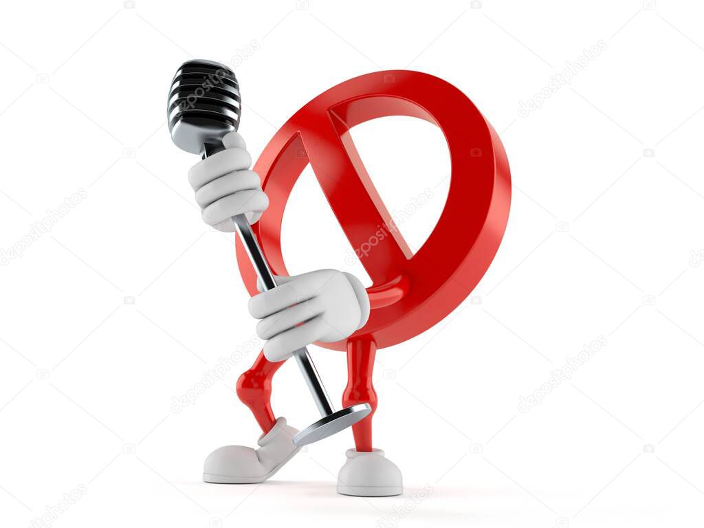 Personaje prohibido cantando en el micrófono aislado sobre fondo blanco ...