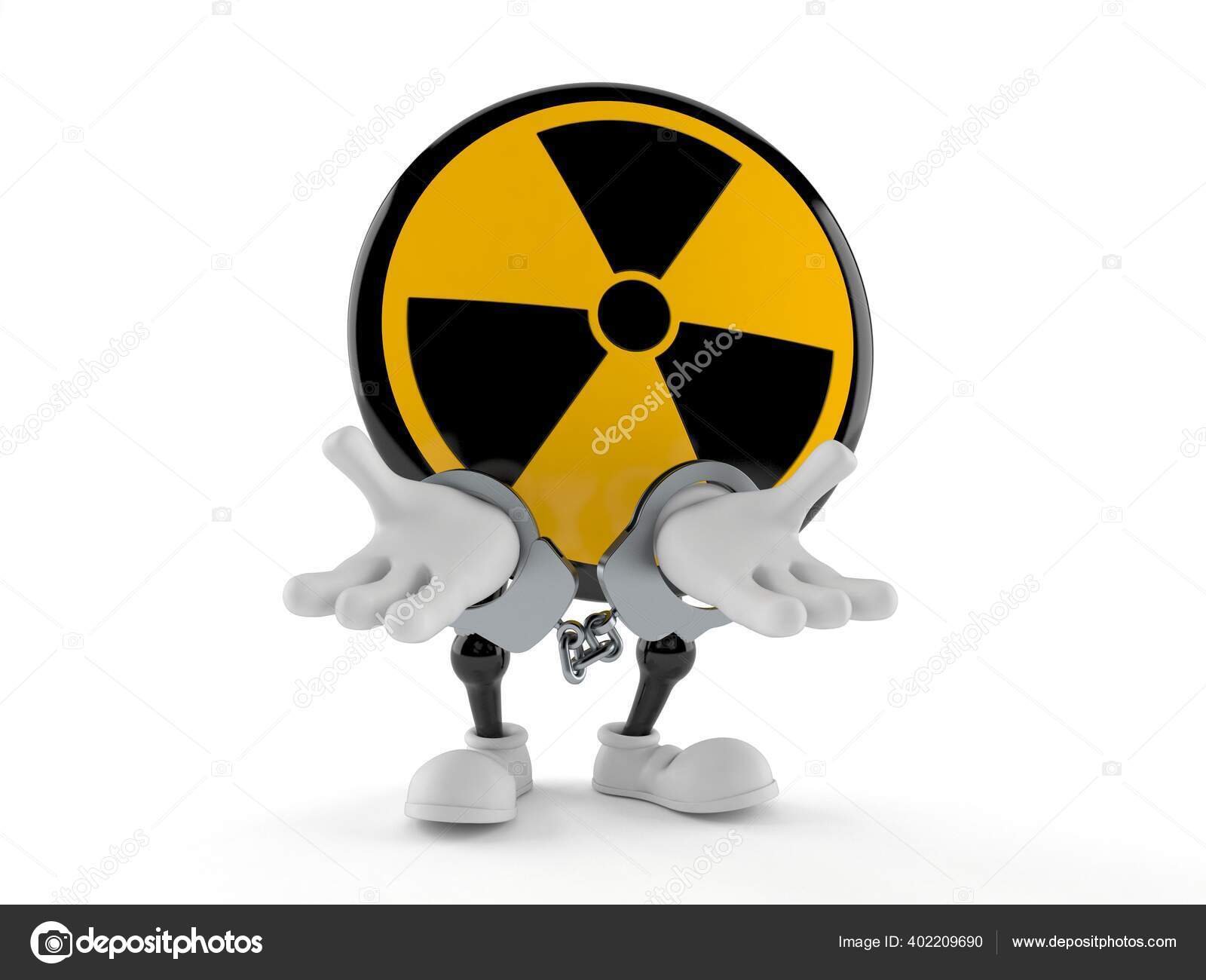 Radioactive Character Handcuffs Isolated White Background Illustration ...