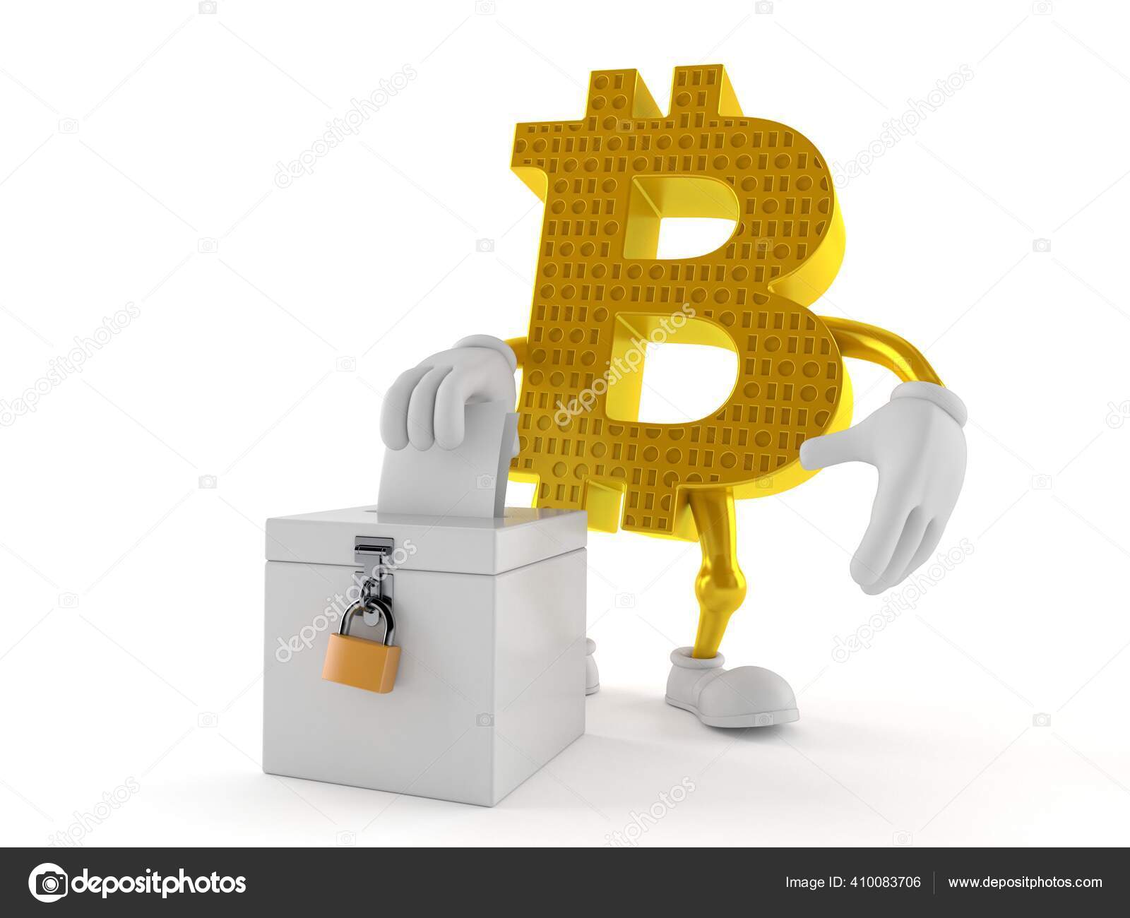 Bitcoin Character Vote Ballot Isolated White Background Illustration ...