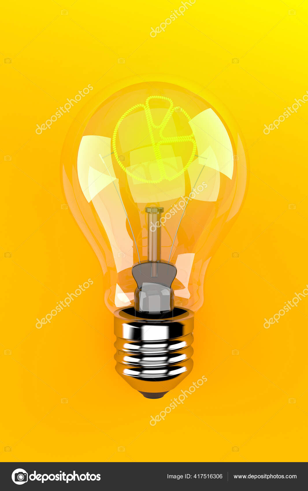 Light Bulb Pie Chart Orange Background Illustration — Stock Photo ...