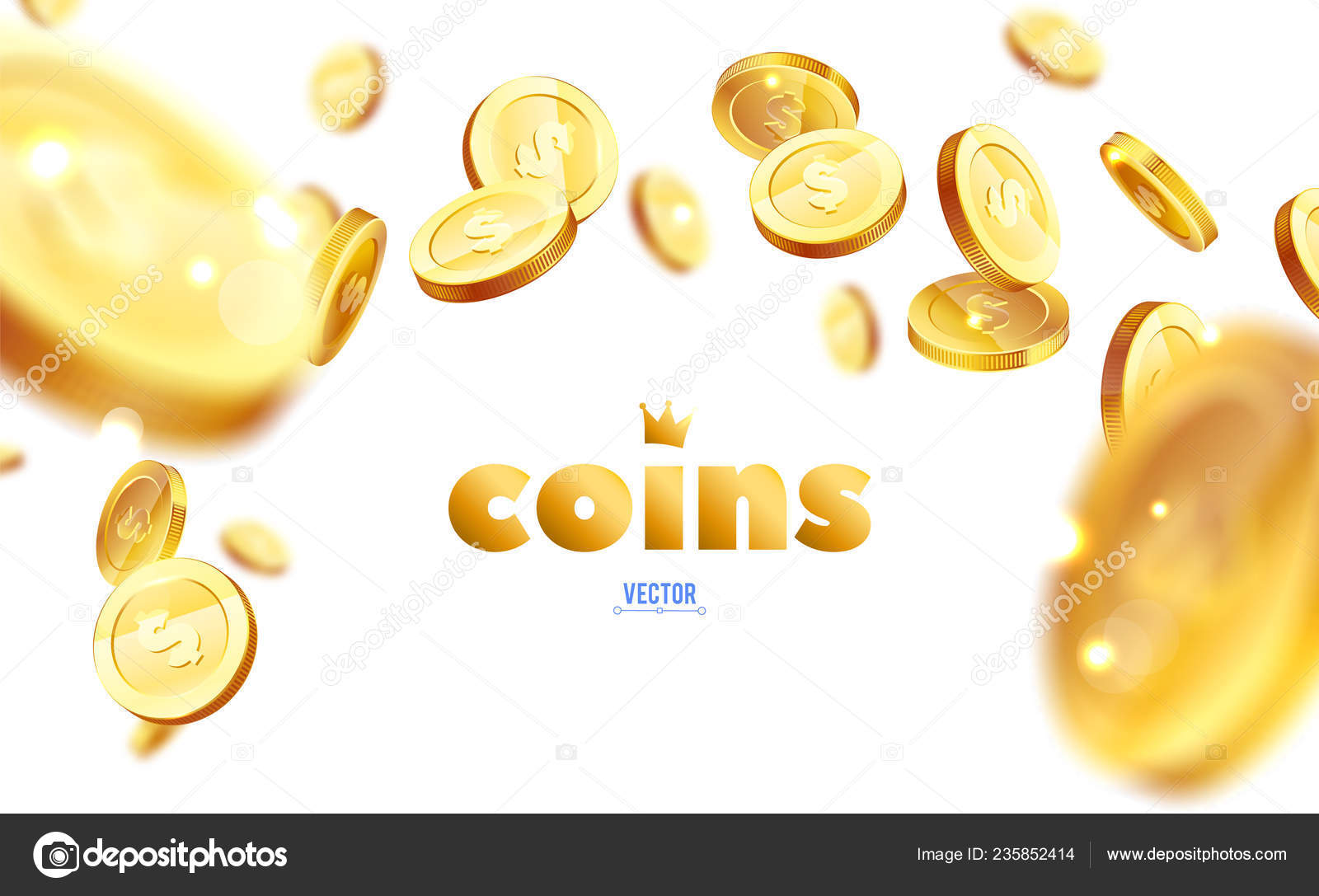 Realistic Gold Coins Explosion Isolated White Background Stock Vector ...