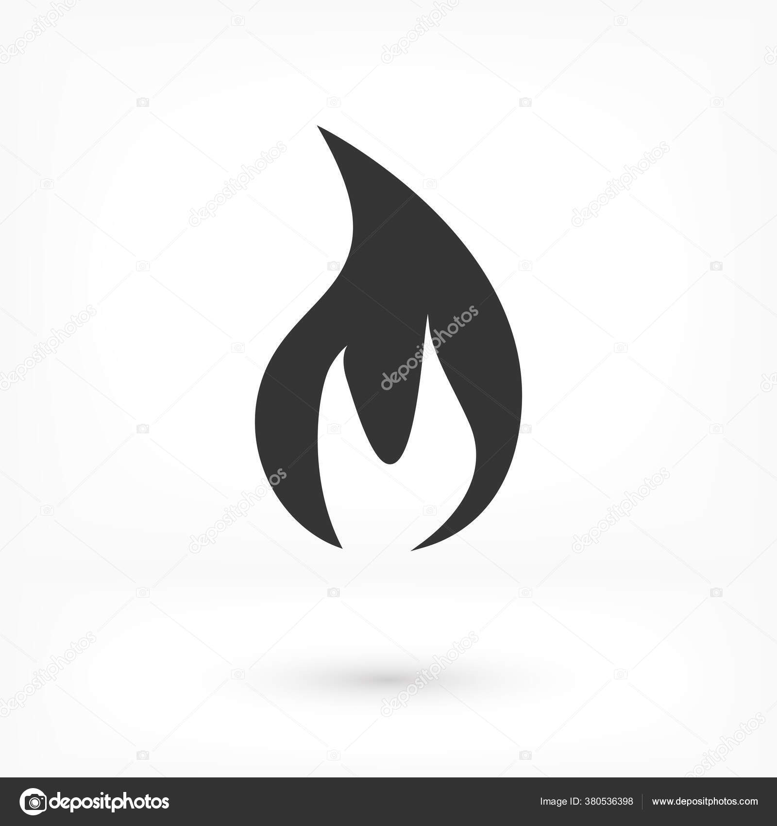 Ícone Chama Fogo Ícone Preto Isolado Fundo Branco Sílhueta Chama imagem ...