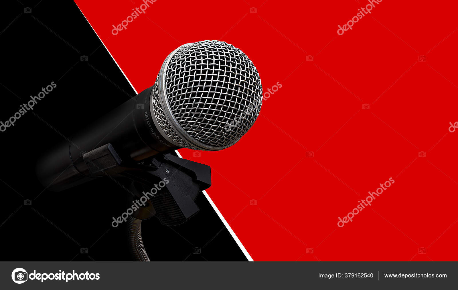 Microphone Red Black Background — Stock Photo © memorystockphoto #379162540