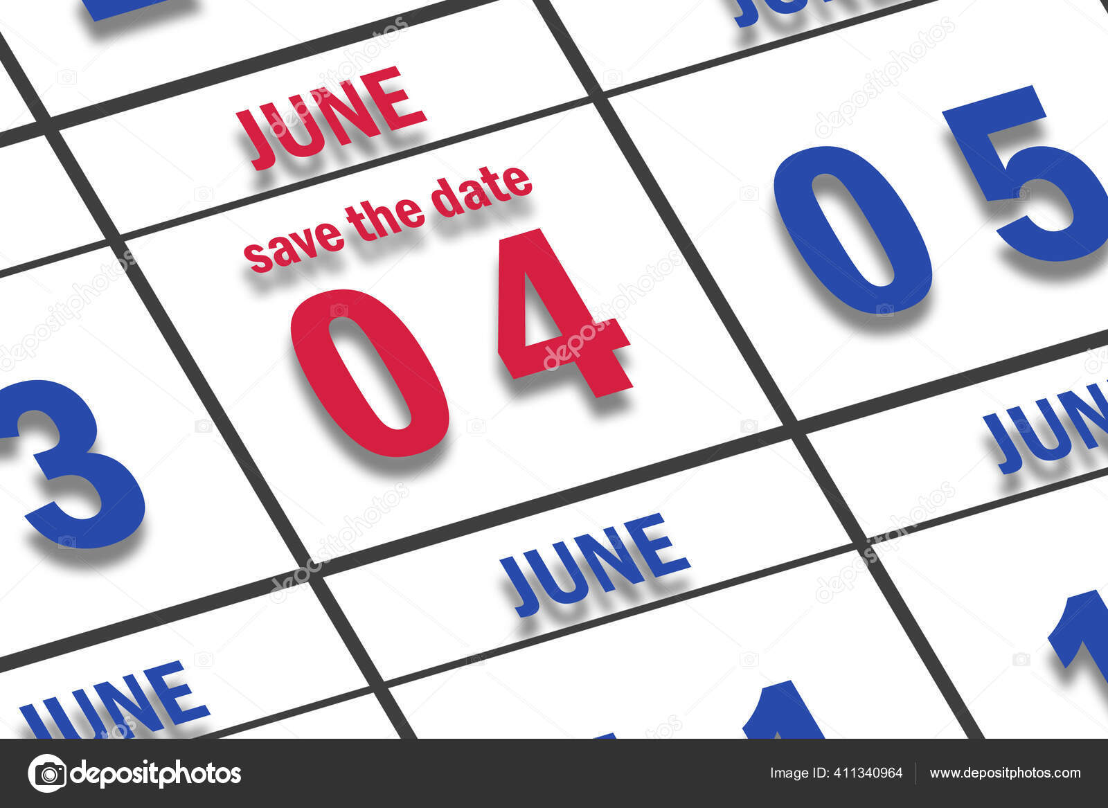 June 4Th Day Month Date Marked Date Calendar Summer Month — Stock Photo ...