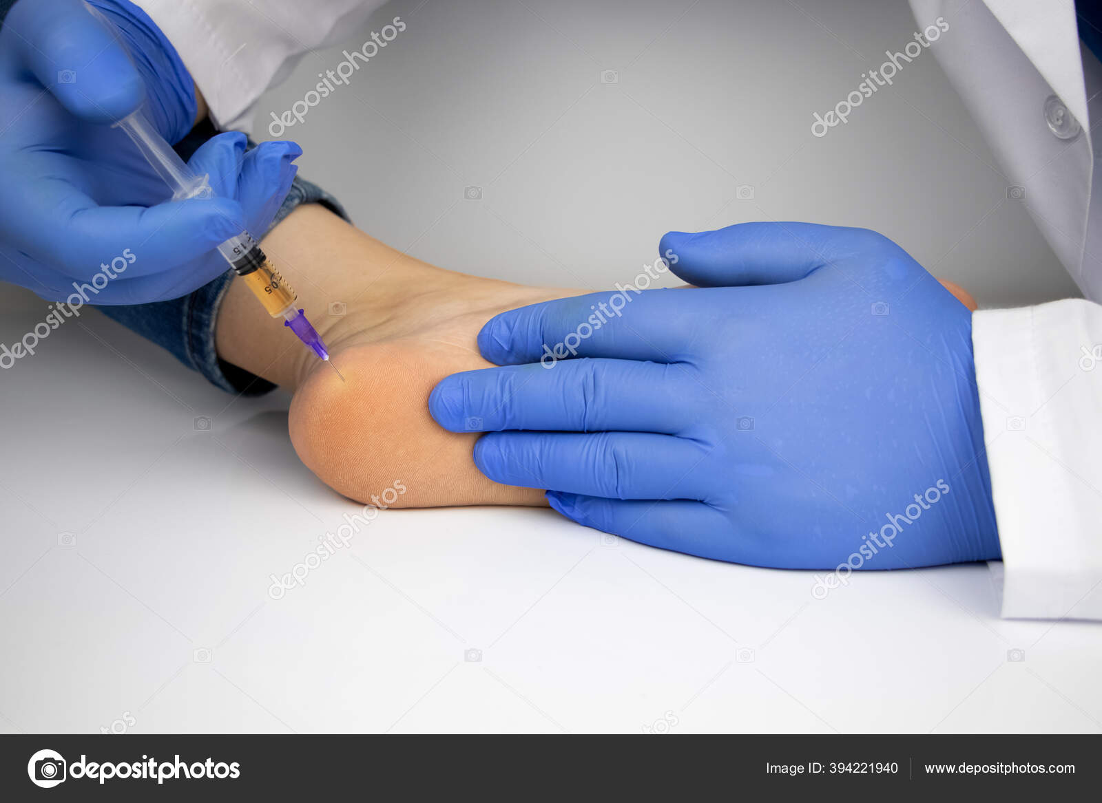 Orthopedic Surgeon Gives Injection Heel Relieve Pain Heel Spur Concept ...