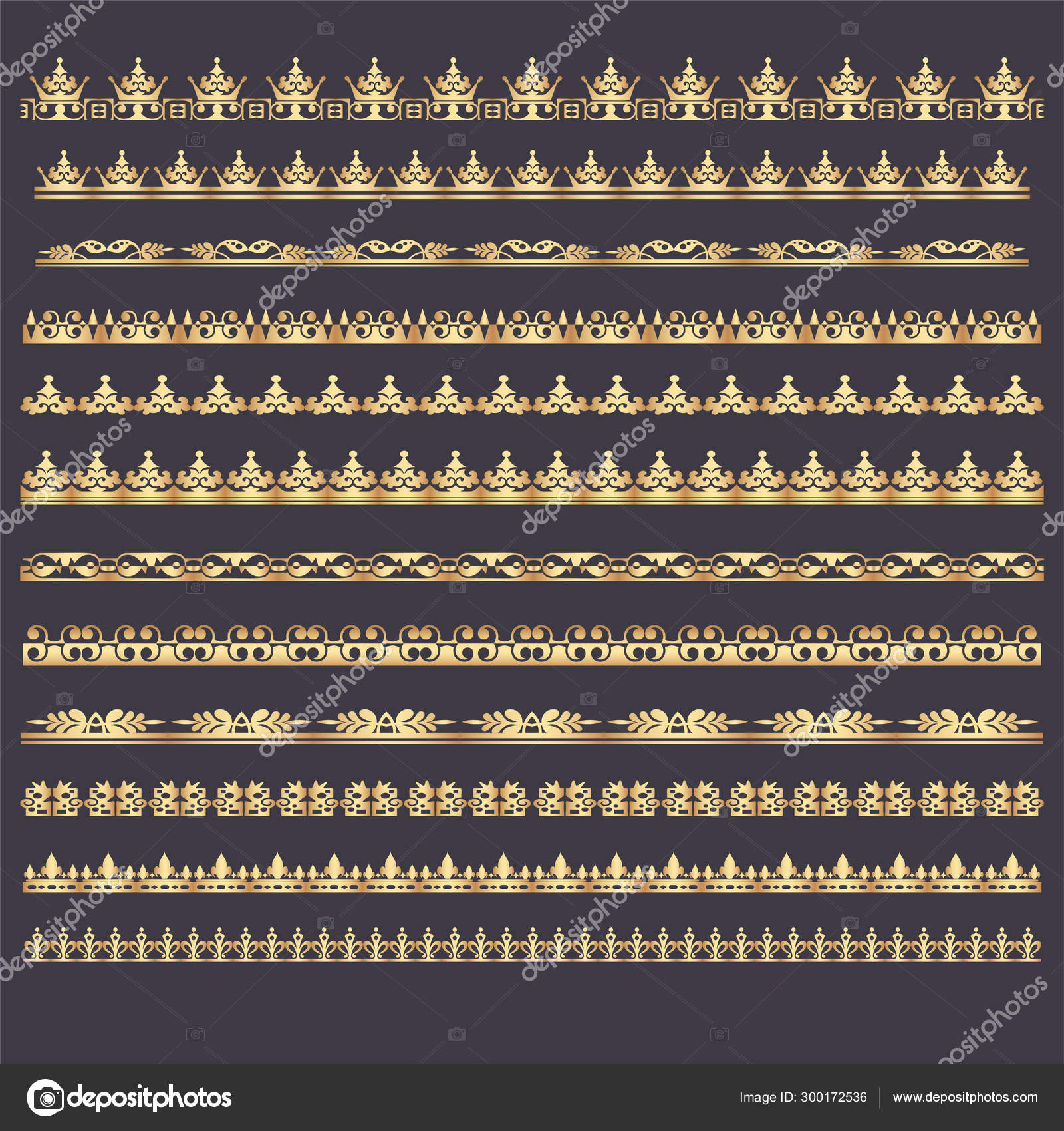 Border Design Gold Elements Black Background Festive Decoration Element ...